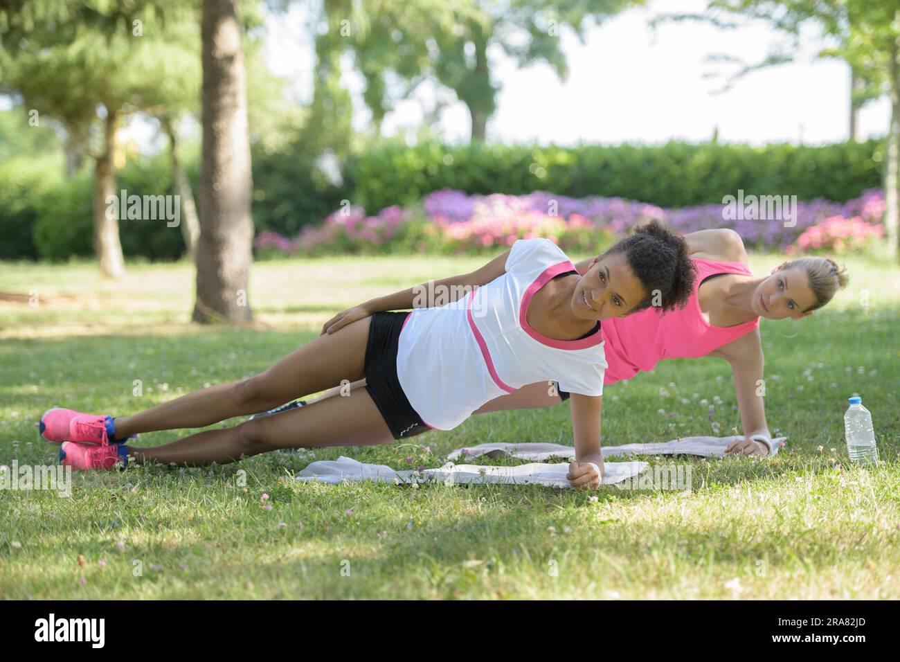 fit women doing plank exercise Stock Photo - Alamy