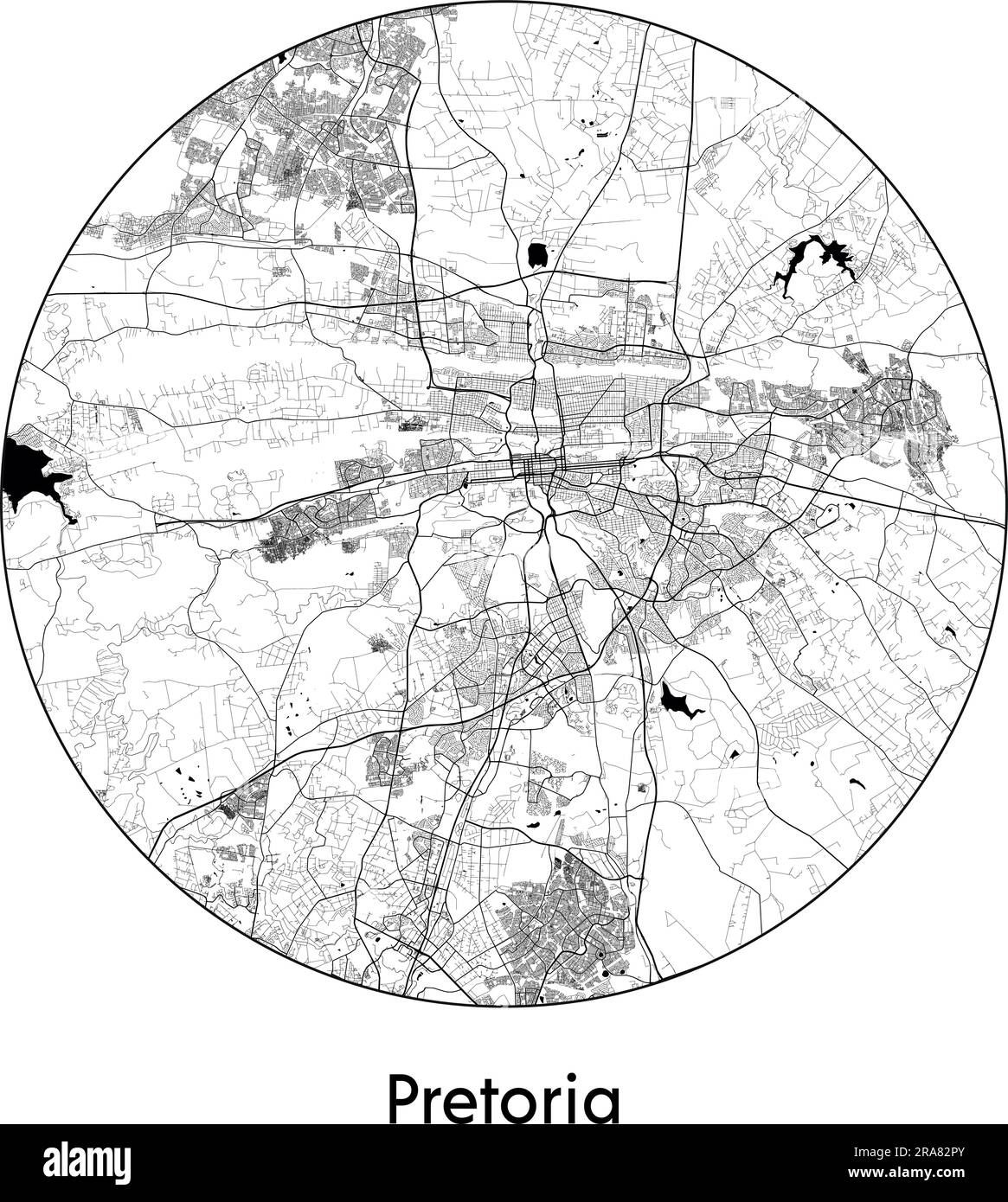 City Map Pretoria South Africa Africa vector illustration black white ...