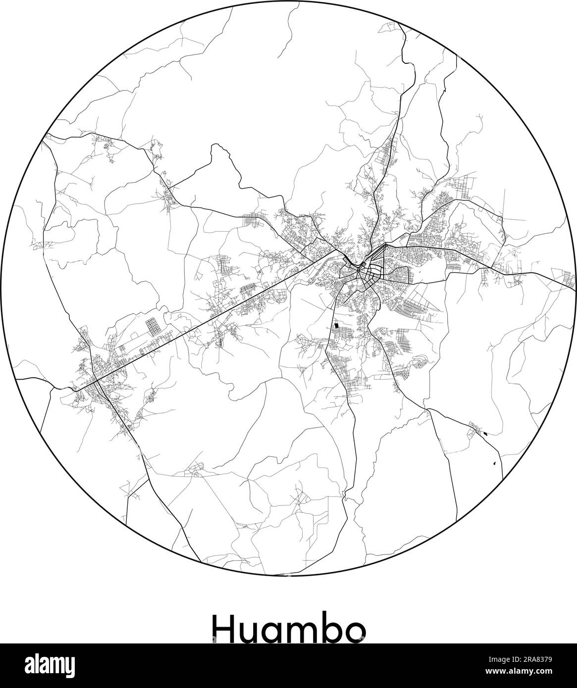 City Map Huambo Angola Africa vector illustration black white Stock ...
