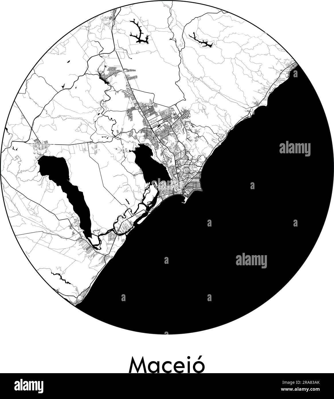 City Map Maceio Brazil South America vector illustration black white ...