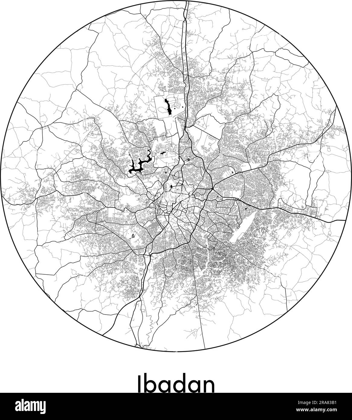 City Map Ibadan Nigeria Africa vector illustration black white Stock ...