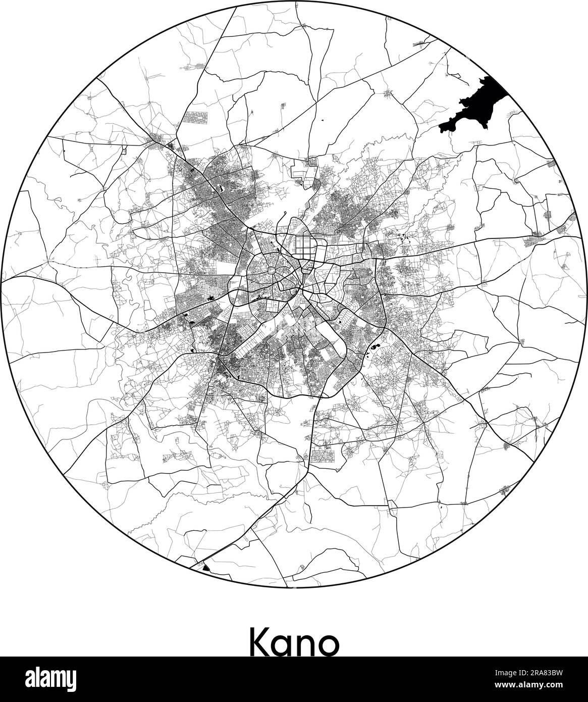 City Map Kano Nigeria Africa vector illustration black white Stock ...