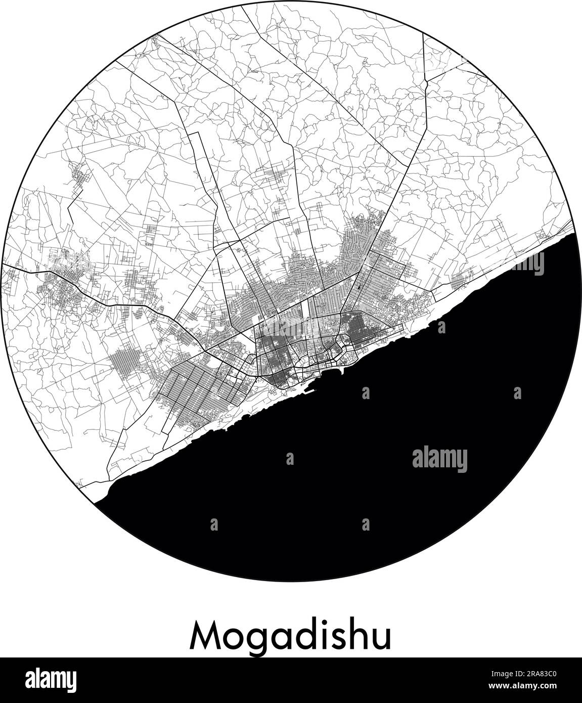City Map Mogadishu Somalia Africa vector illustration black white Stock ...