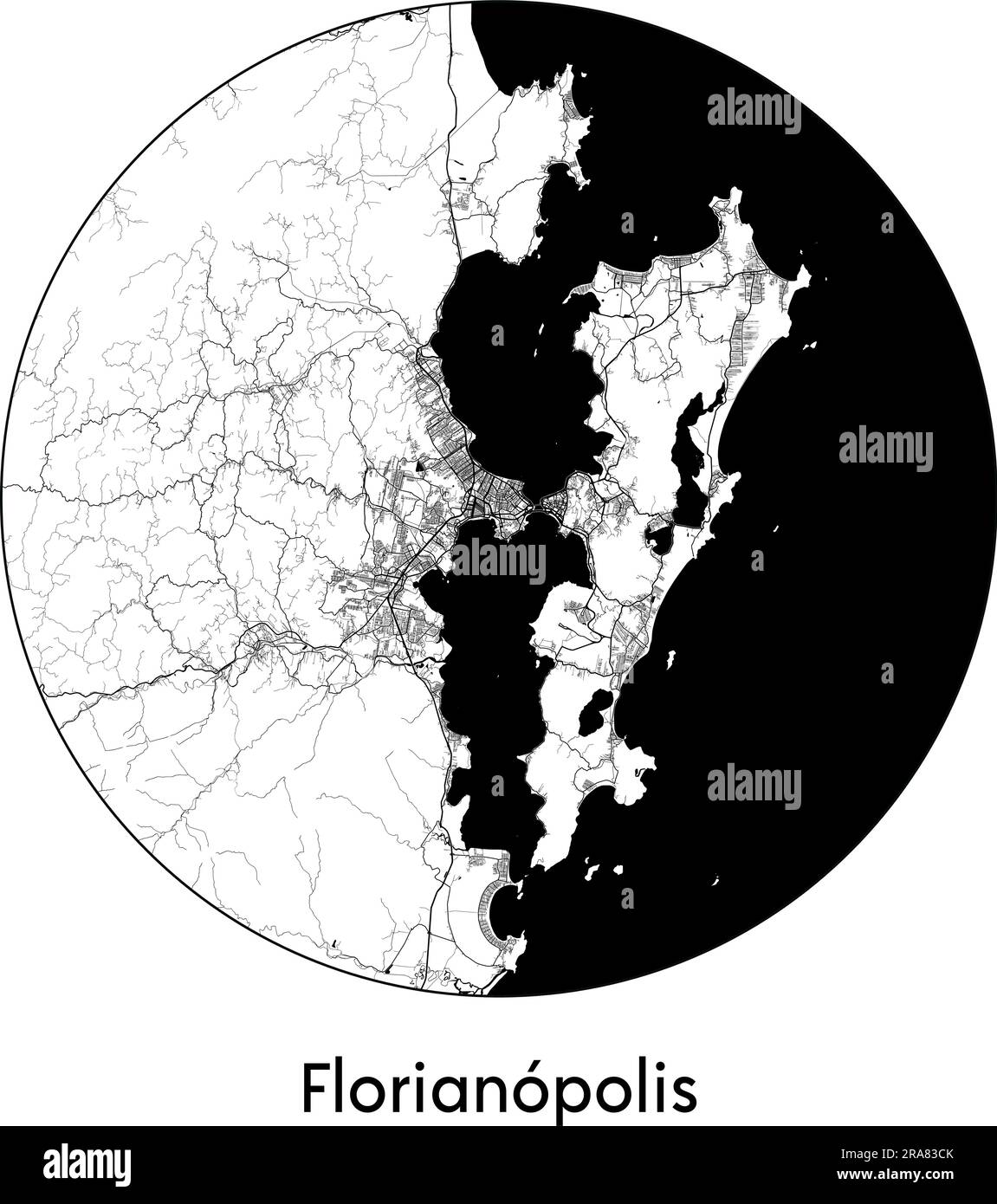 City Map Florianopolis Brazil South America vector illustration black ...