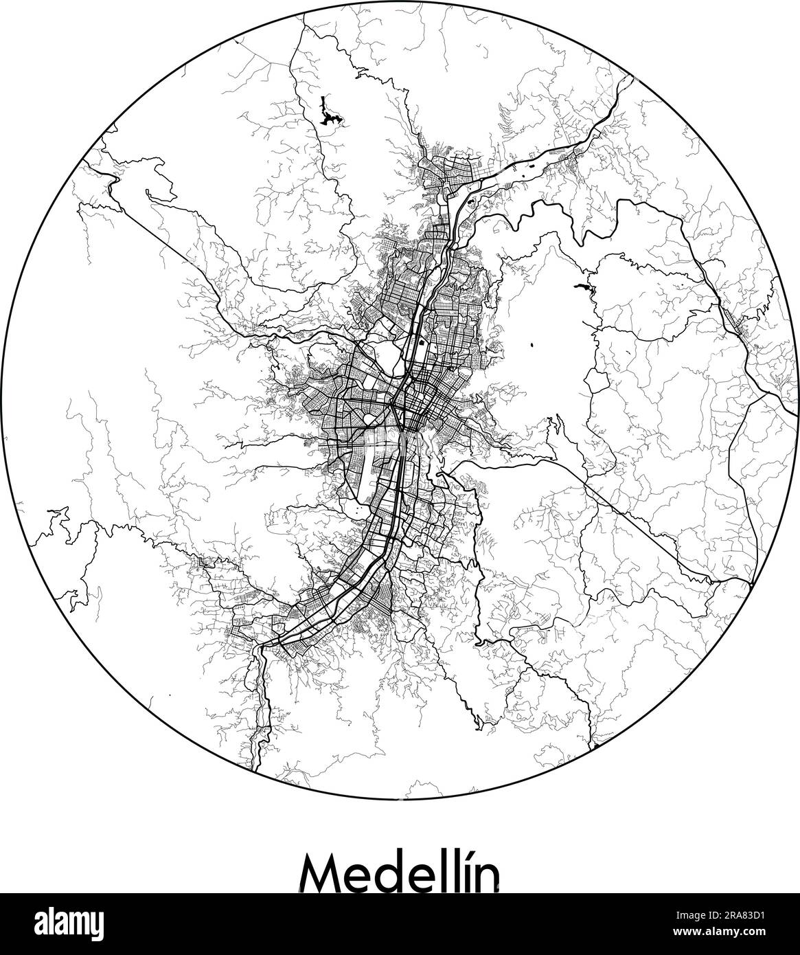 City Map Medellín Colombia South America vector illustration black ...