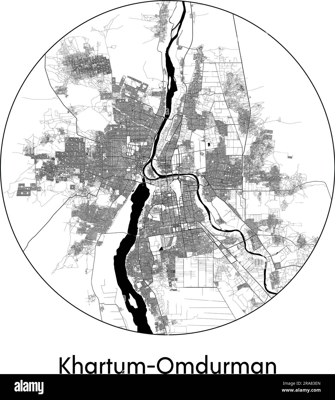 City Map Khartum-Omdurman Sudan Africa vector illustration black white ...