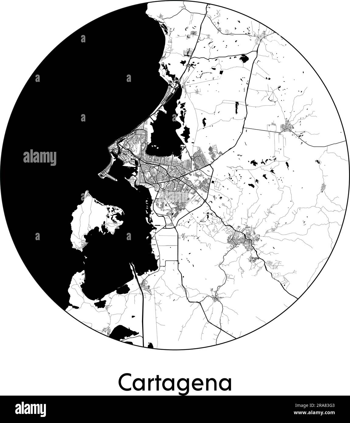 City Map Cartagena Colombia South America vector illustration black ...