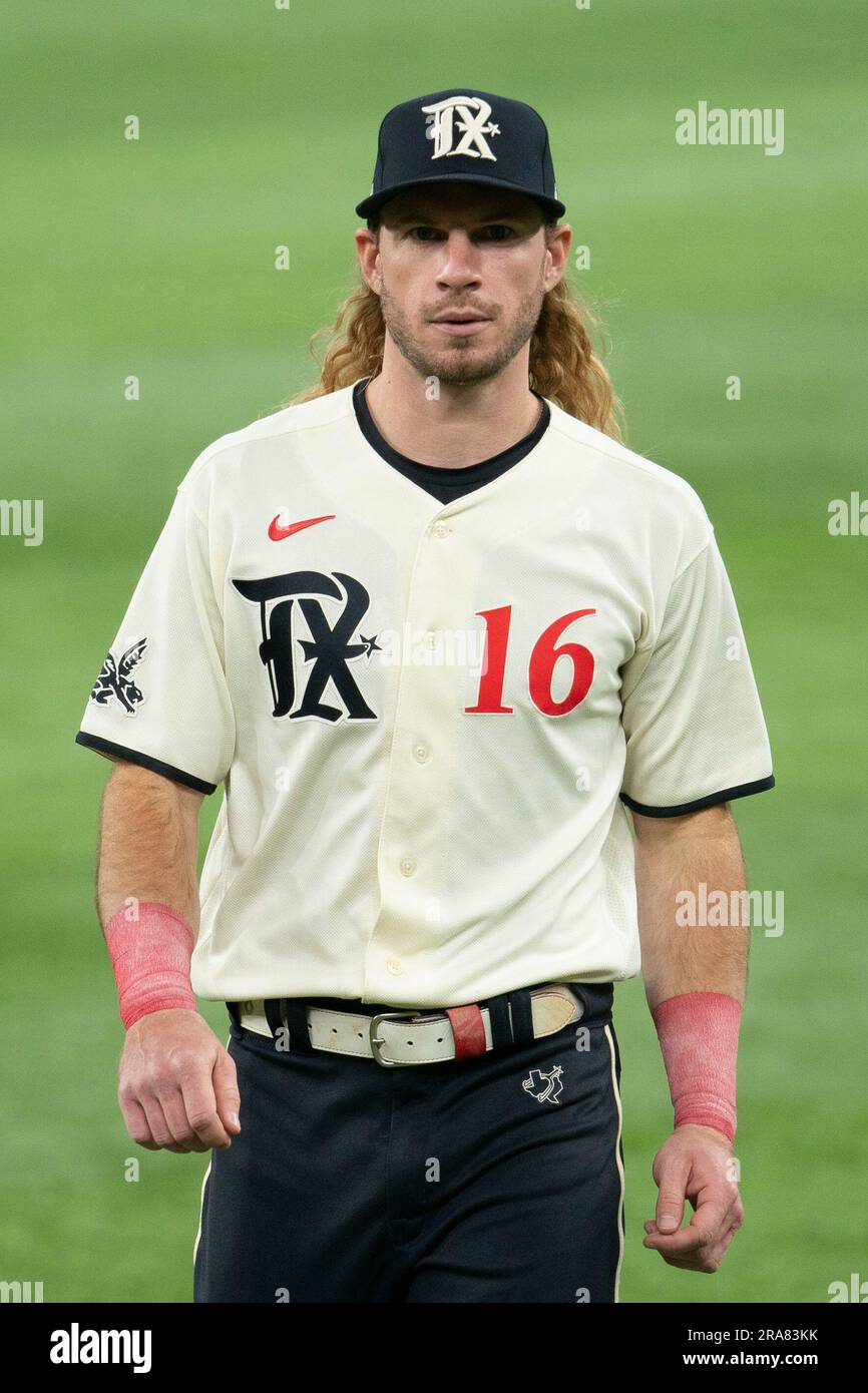 ARLINGTON, TX - JULY 1: Texas Rangers left fielder Travis Jankowski (16 ...