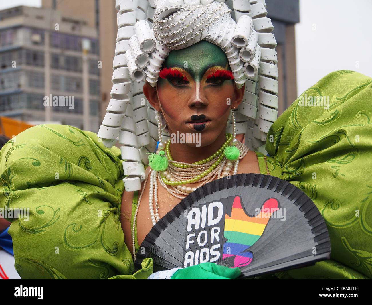Lima, Peru. 01st July, 2023. A Drag Queen performing when thousands of ...