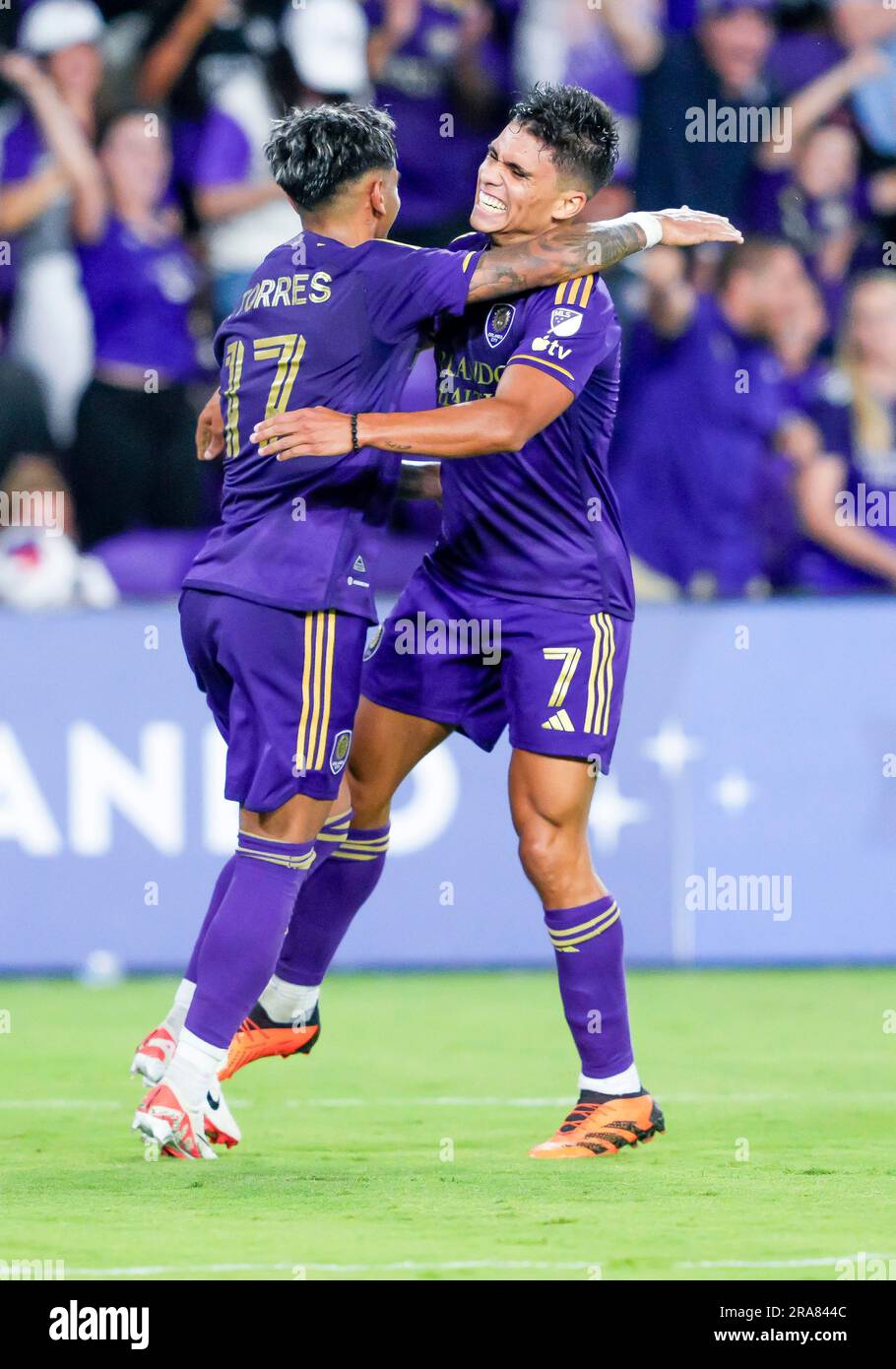 ORLANDO, FL - JULY 01:Orlando City forward Ramiro Enrique (7) scores a ...