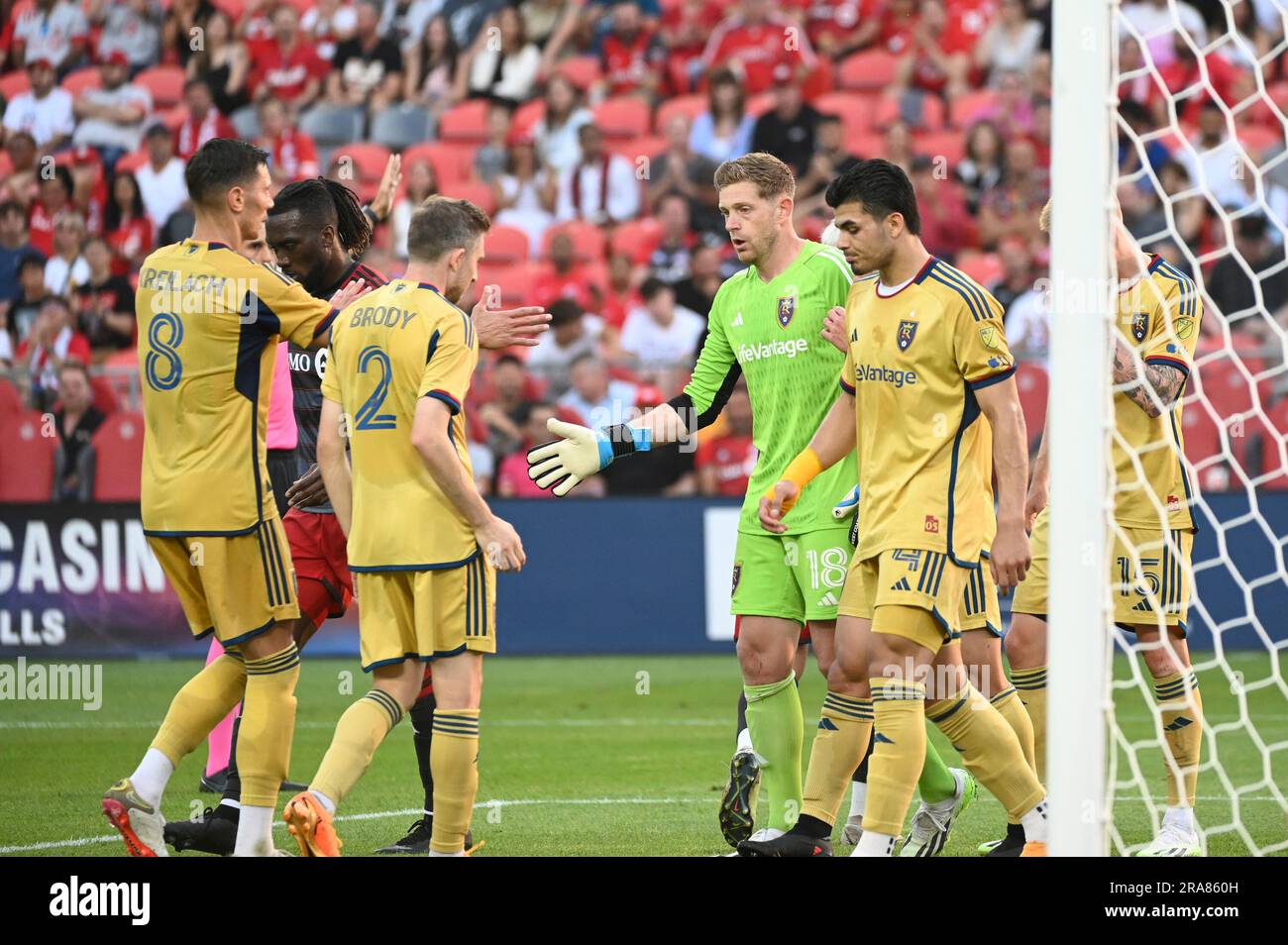 Real Salt Lake goalkeeper Zac MacMath (18) celebrates with teammates ...