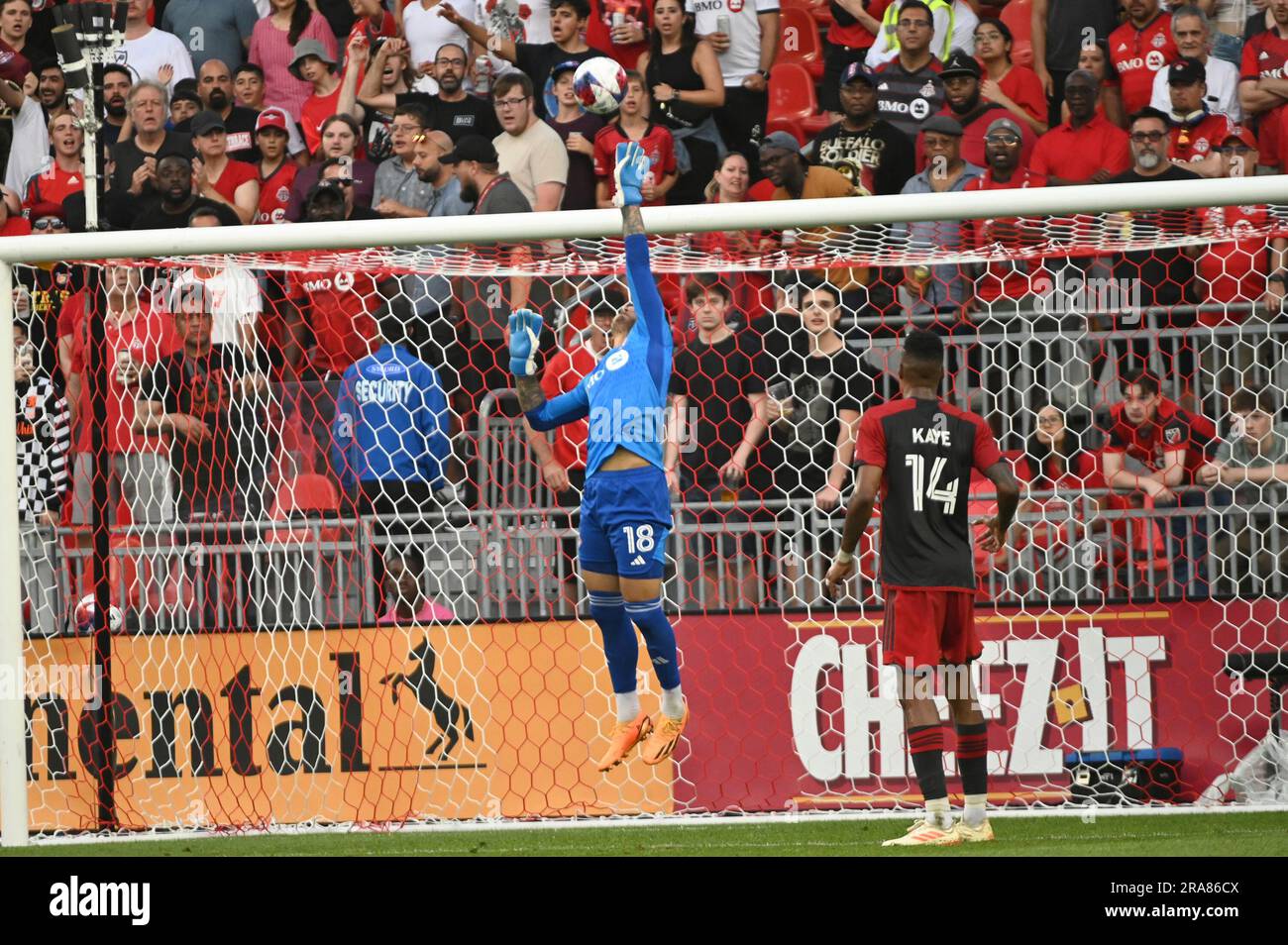 Real Salt Lake goalkeeper Zac MacMath (18) makes a save, while Toronto ...