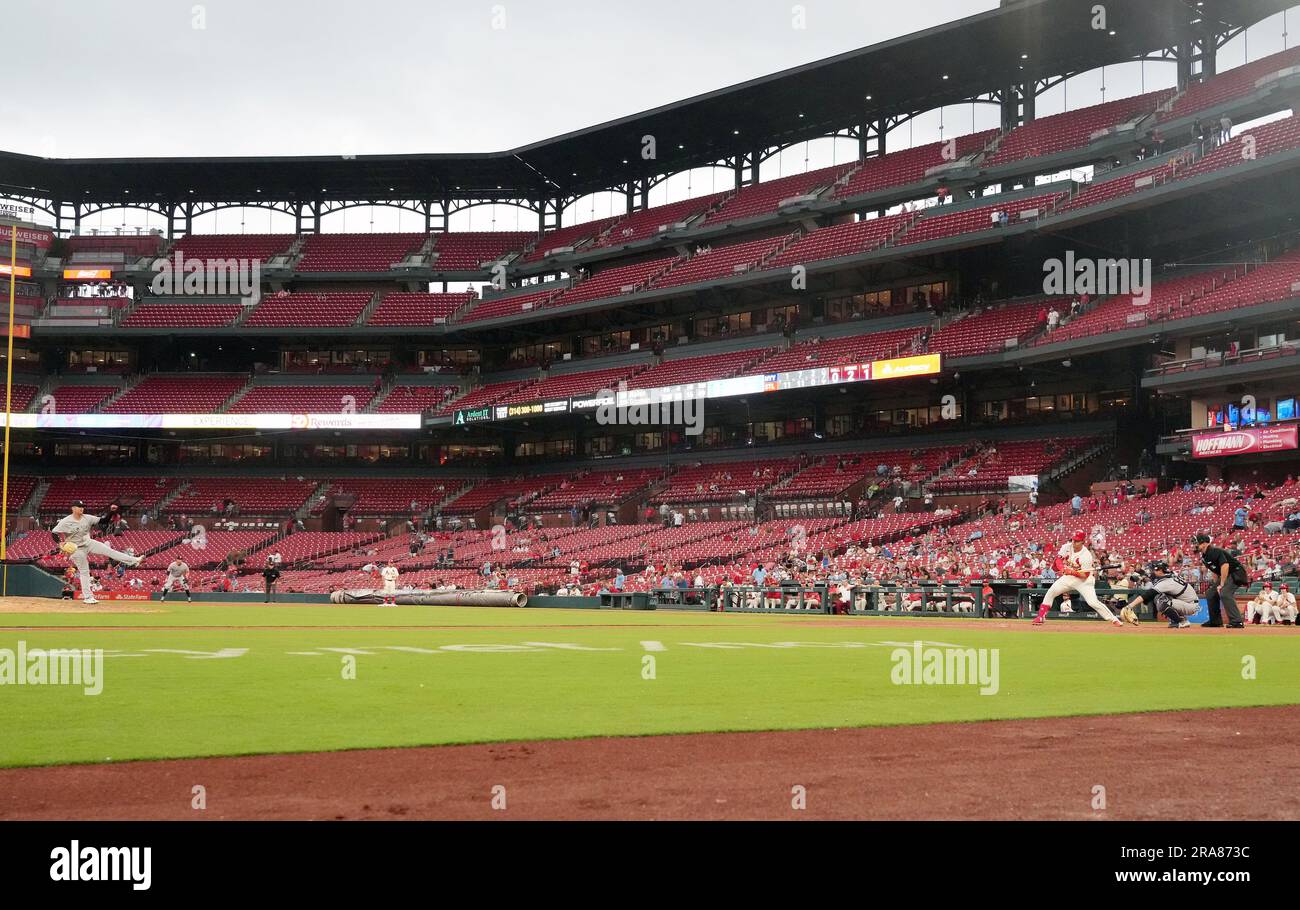 St. Louis, United States. 01st July, 2023. Busch Stadium is near empty ...