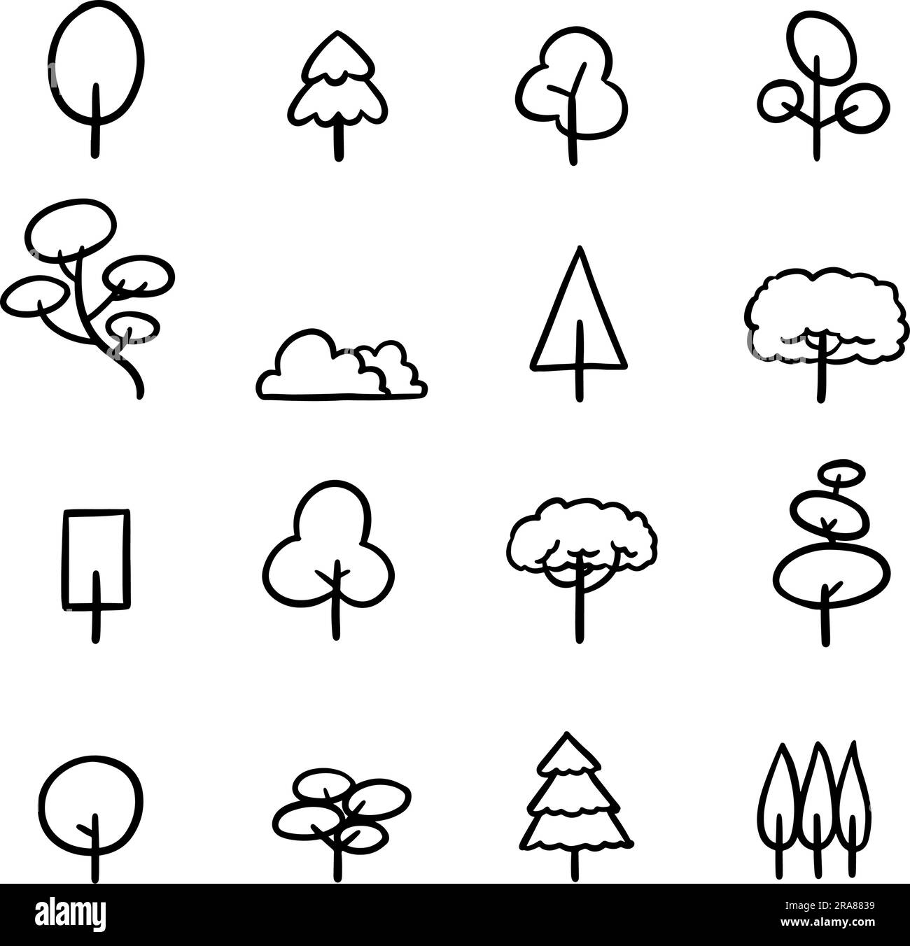 Set of Tree doodle hand drawing, Vector Stock Vector Image & Art - Alamy