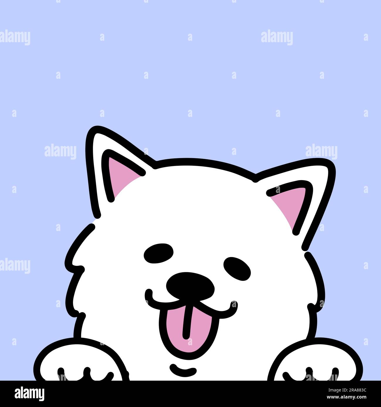 Cute Samoyed white dog puppy. Hand-drawn cartoon vector Stock Vector ...