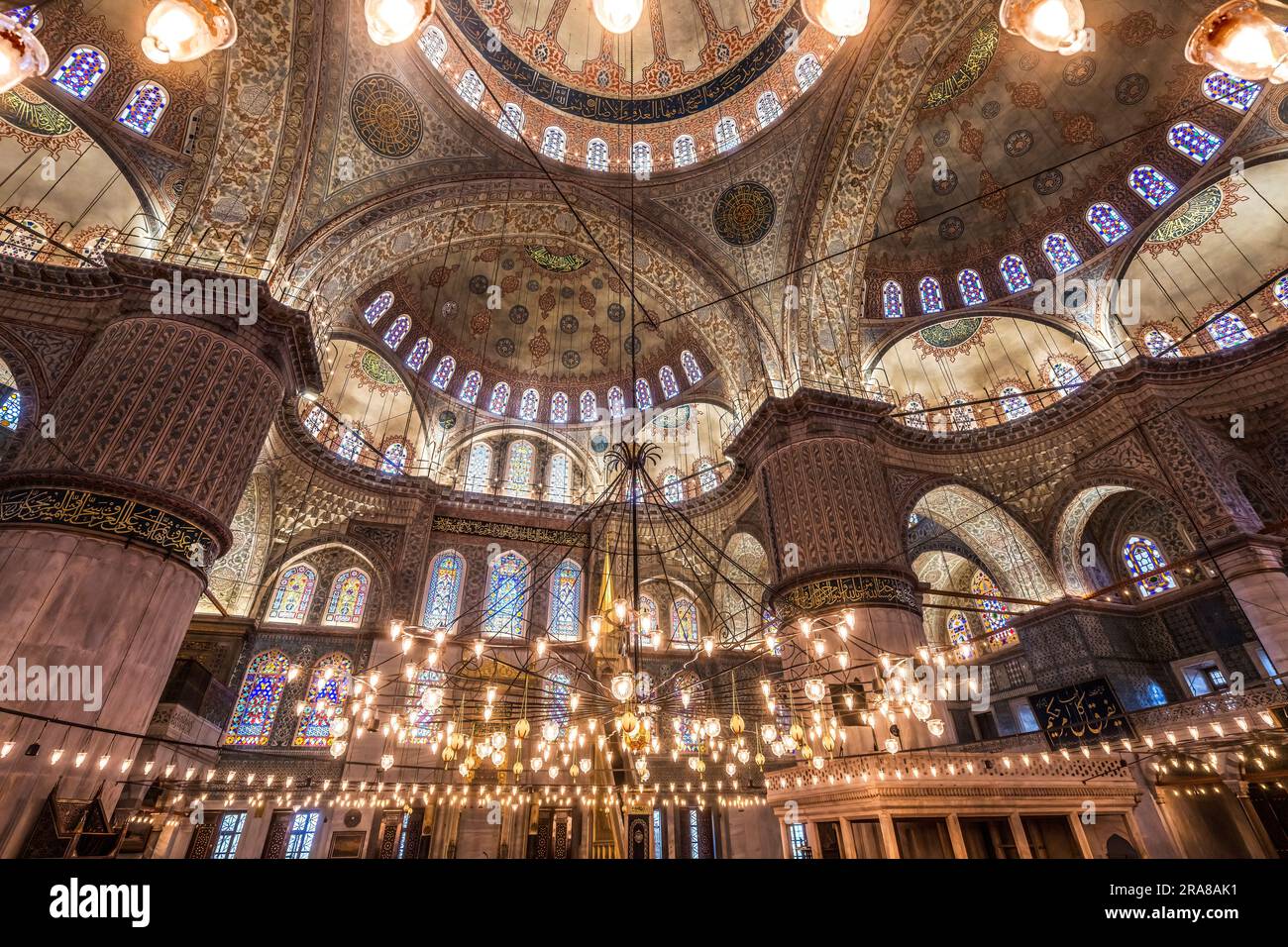 Blue Mosque Electric Lights Basilica Domes Stained Glass Istanbul ...