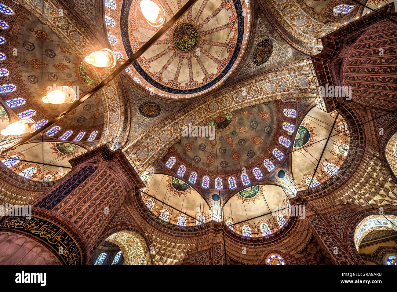 Blue Mosque Electric Lights Basilica Domes Stained Glass Istanbul ...
