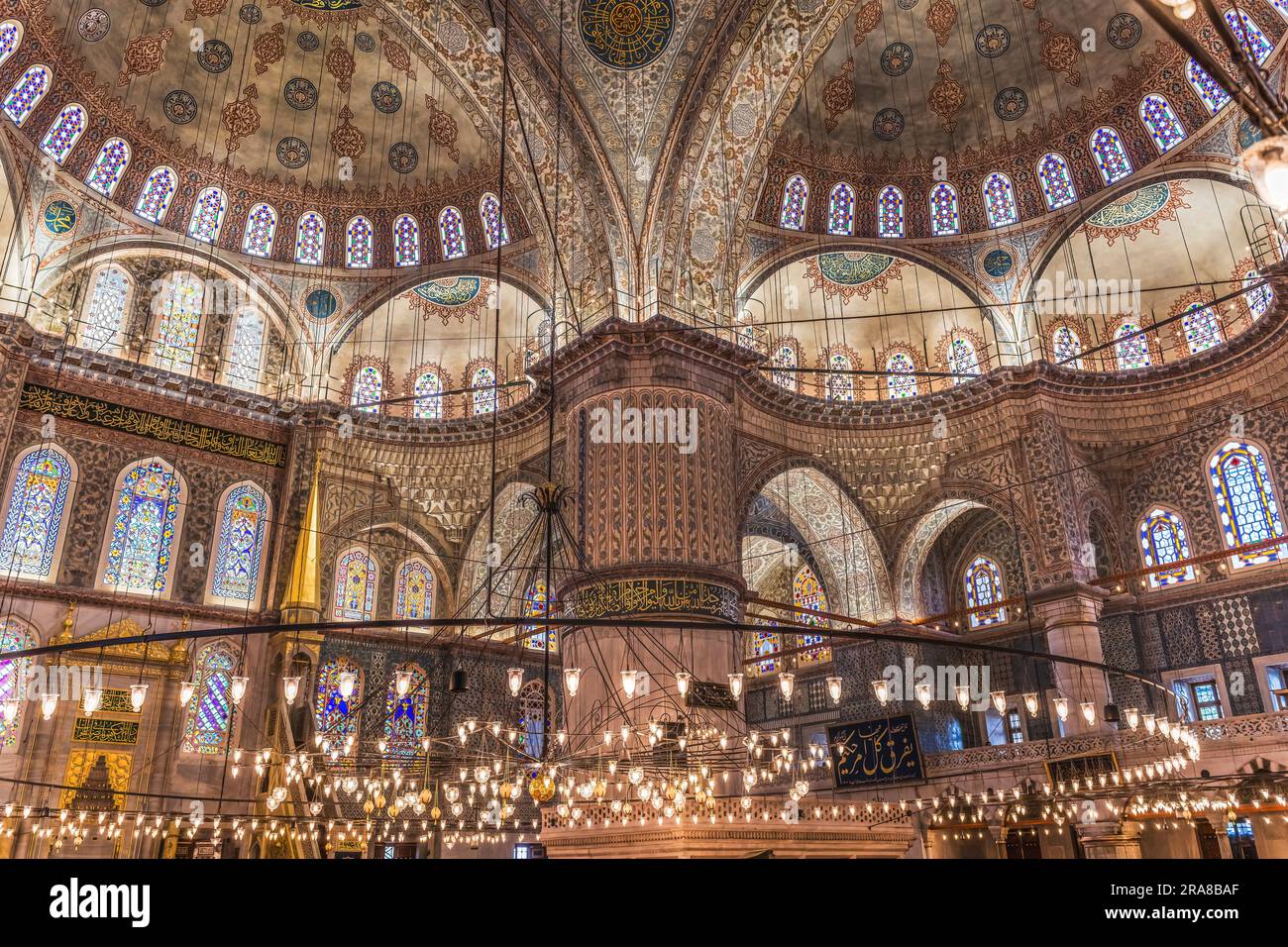 Blue Mosque Electric Lights Basilica Domes Stained Glass Istanbul ...