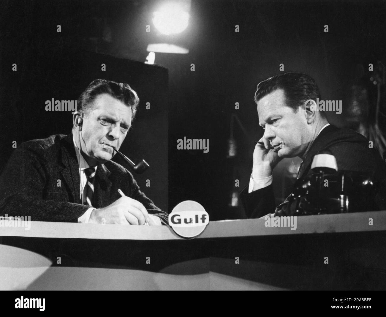 New York, New York: 1968 NBC news anchormen Chet Huntley (left) and ...
