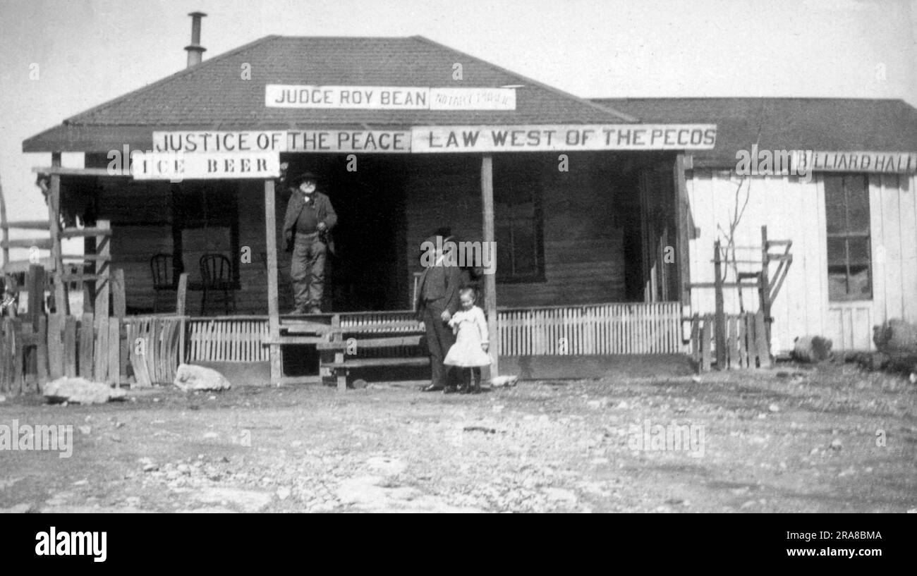 Langtry, Texas: c. 1890 Judge Roy Bean standing on the porch of his ...