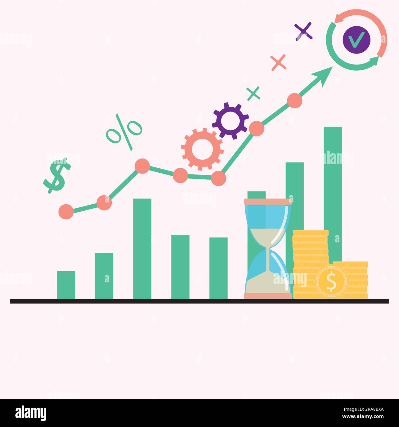 Time to growth business and capital of money, chart ascend trend line ...