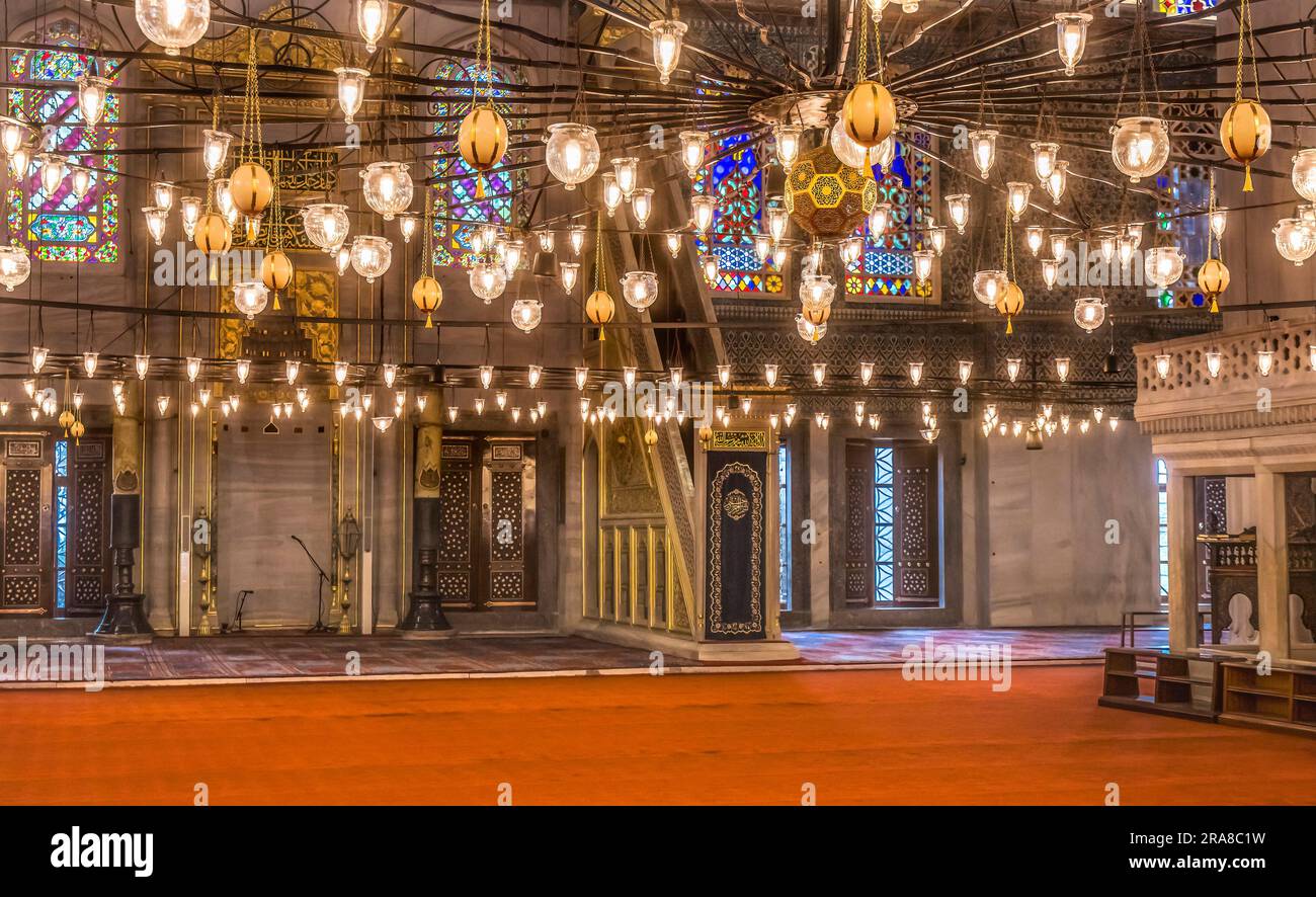 Blue Mosque Minbar Mihrab Electric Lights Basilica Stained Glass ...