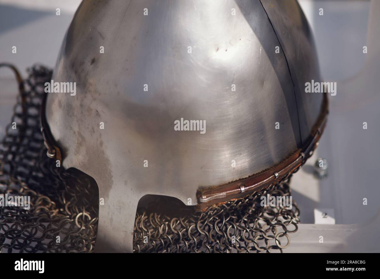 Helmet of a medieval warrior of the Russian squad. Objects of medieval ...