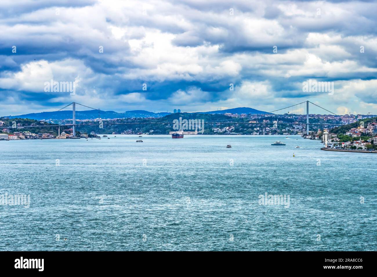 Bridge Bosphorus Strait Waterway Ships Istanbul Turkey. Bridge connects ...