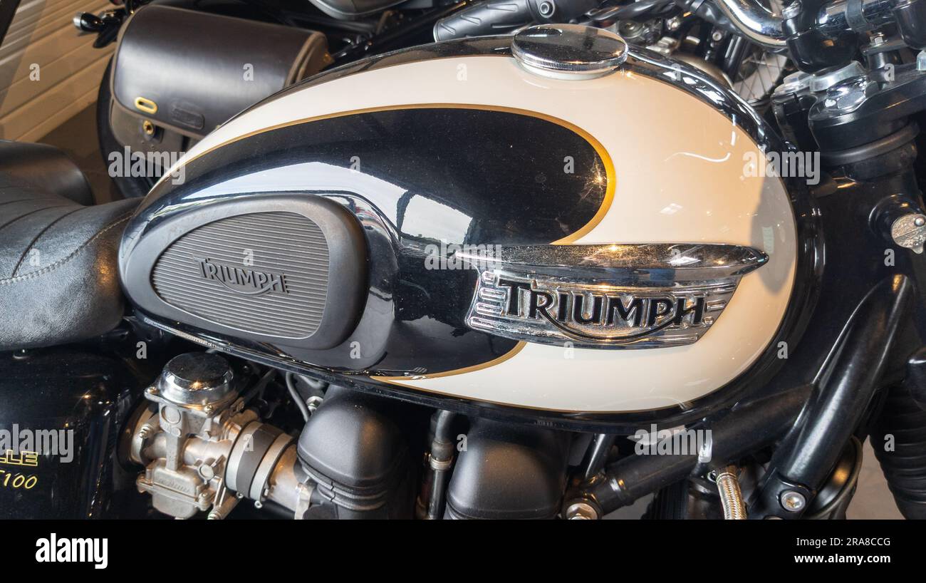 Bordeaux , France - 06 27 2023 : triumph bonneville t100 bonnie white ...