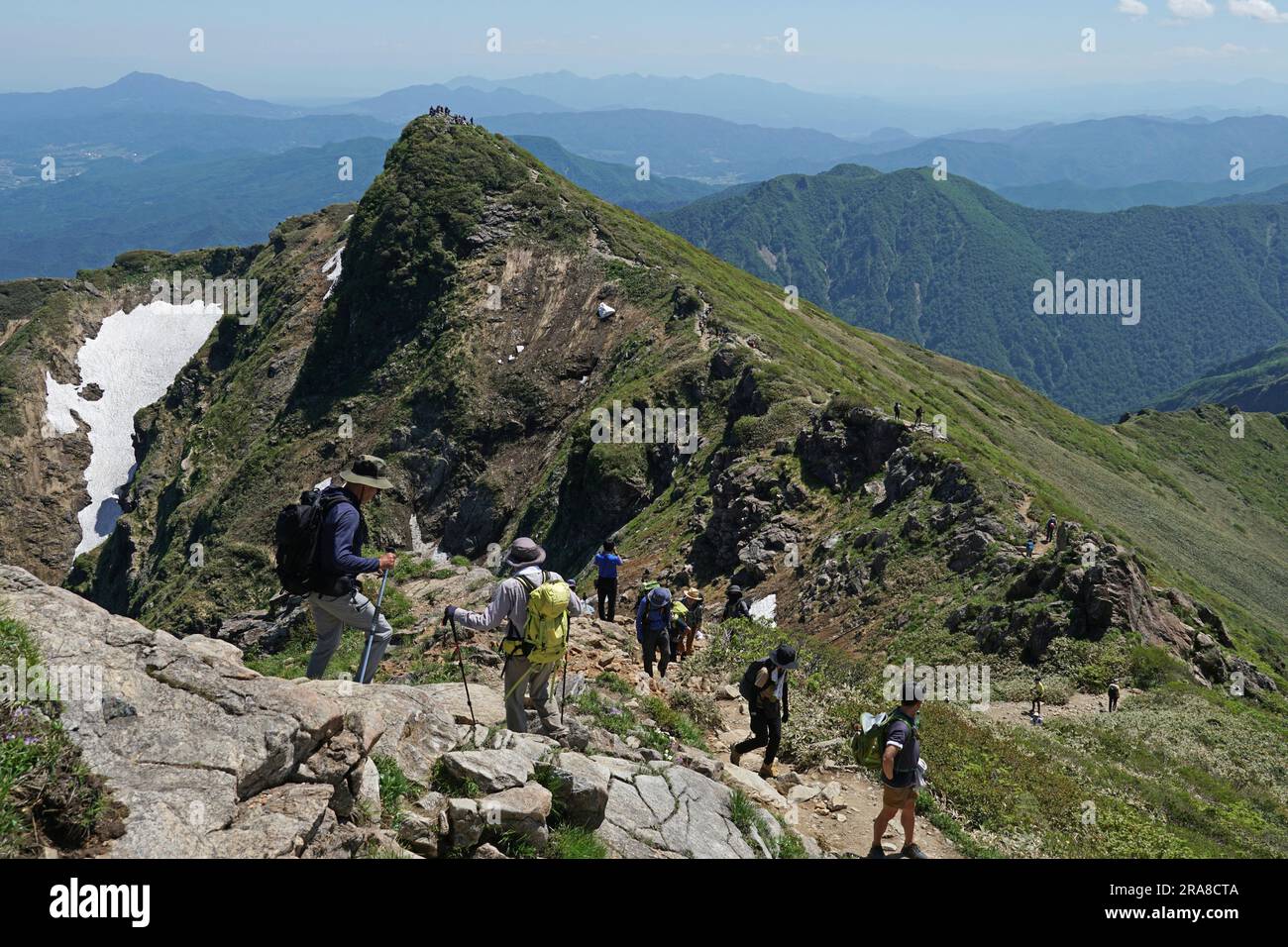 Climbers are pictured around the summit of Mount Tanigawa in Minakami ...