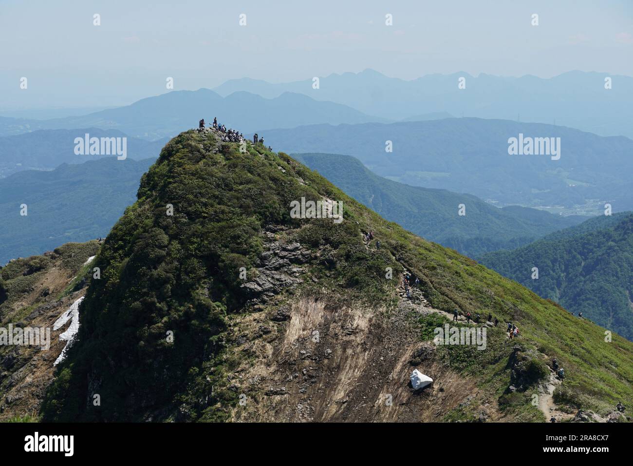 Climbers are pictured around the summit of Mount Tanigawa in Minakami ...