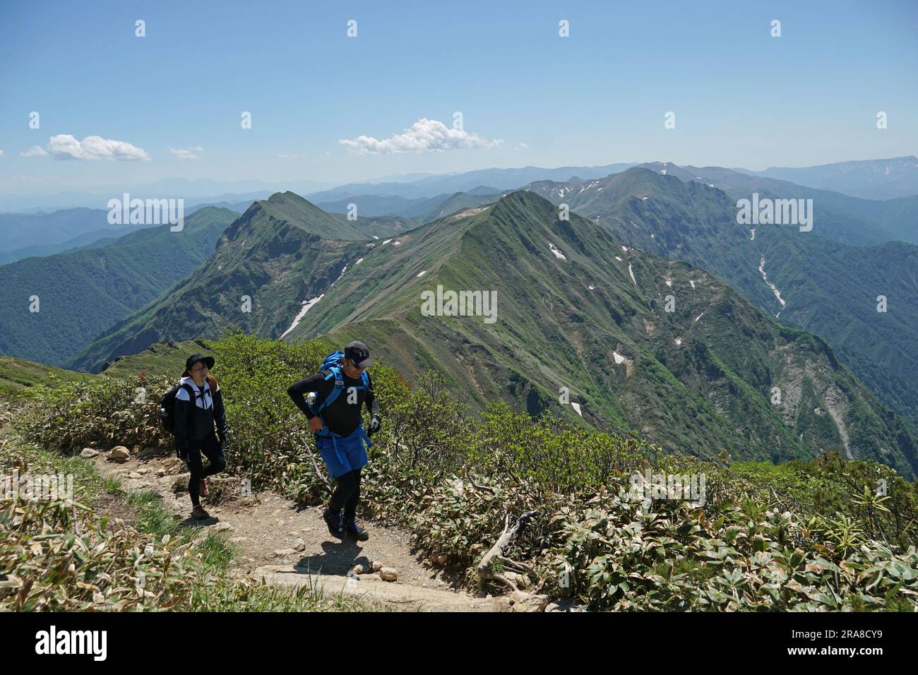 Climbers are pictured around the summit of Mount Tanigawa in Minakami ...
