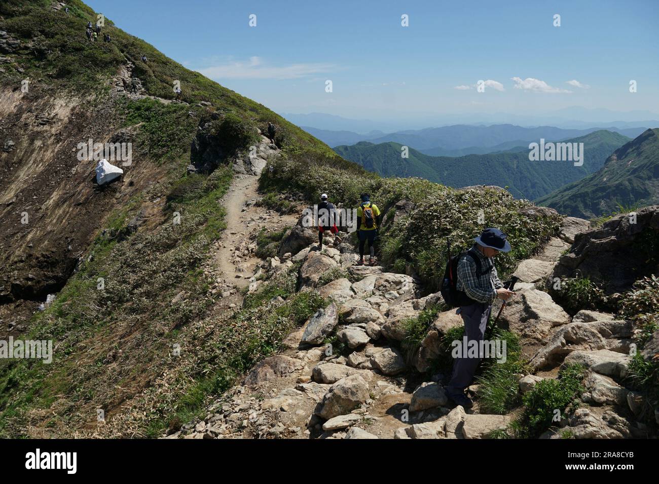 Climbers are pictured around the summit of Mount Tanigawa in Minakami ...