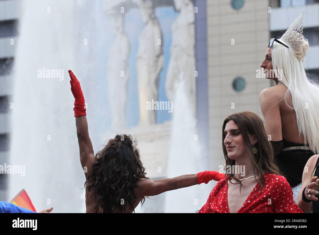People sing and dance as they participate in the annual Gay Pride ...