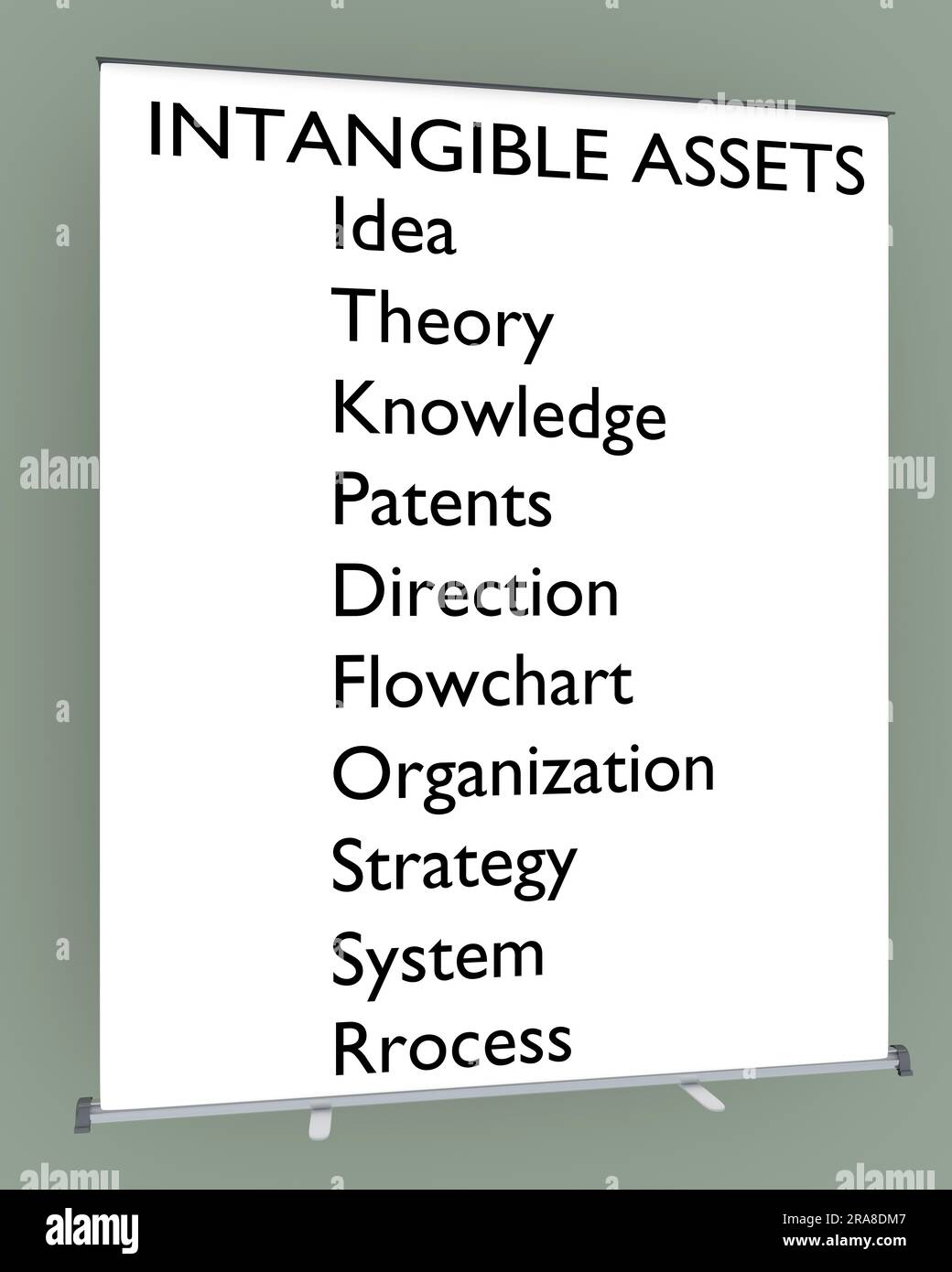 3D illustration of a rollup screen displaying the main business ...