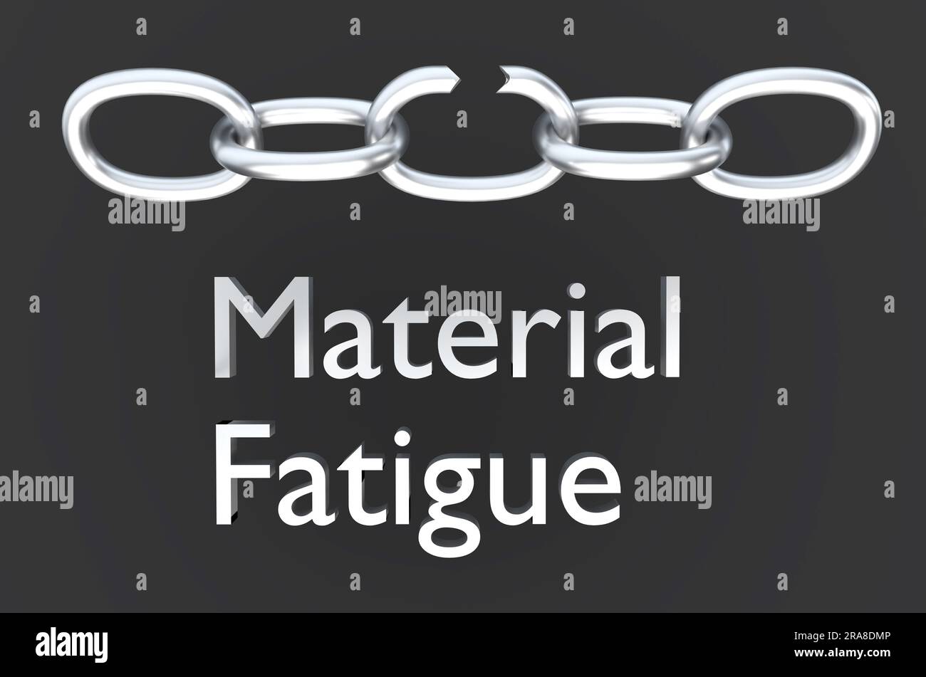 3D illustration of Material Fatigue script under a chain in which one ...