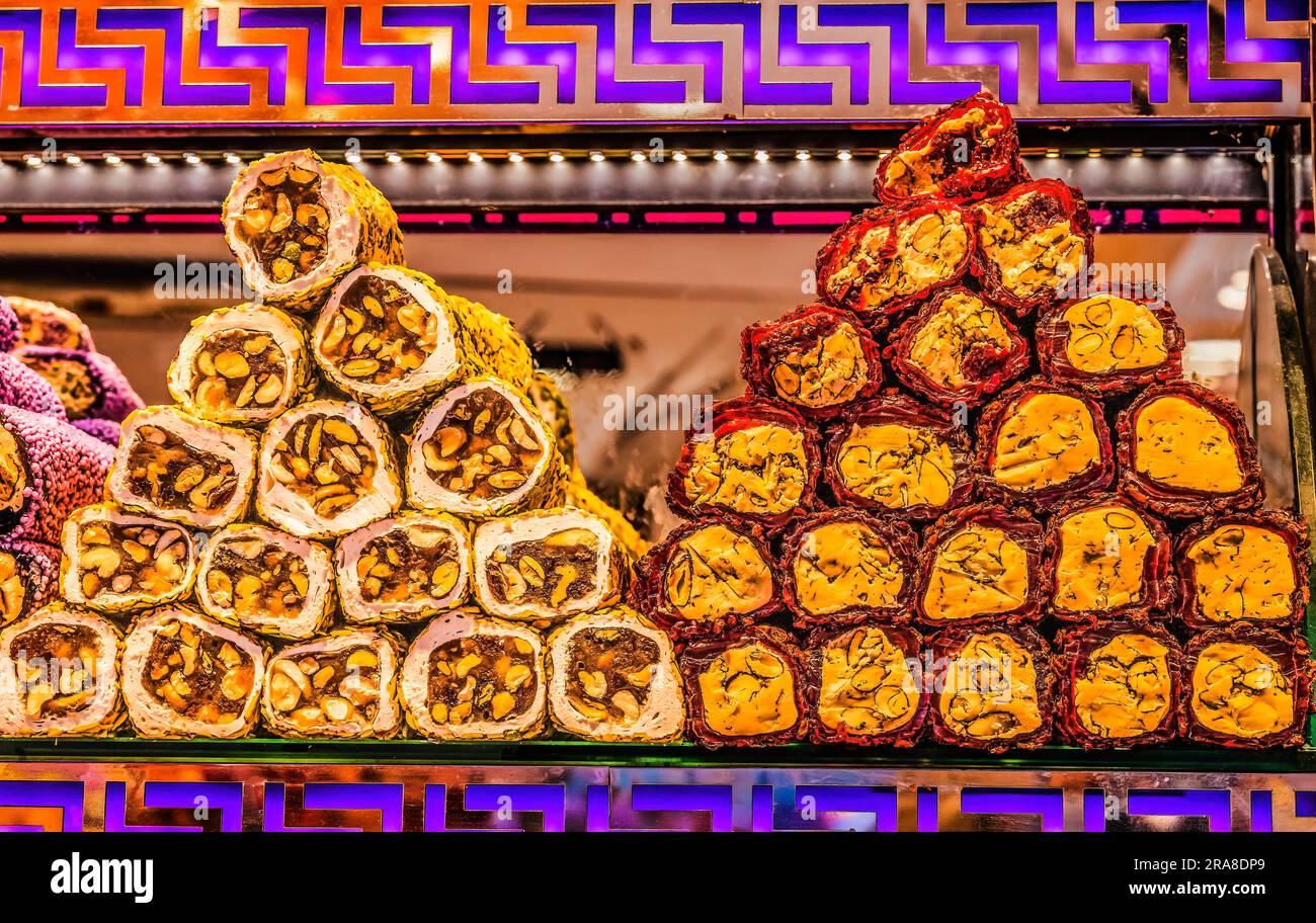 Colorful Turkish Delight Lokum Dessert Pastry Shop Grand Bazaar ...