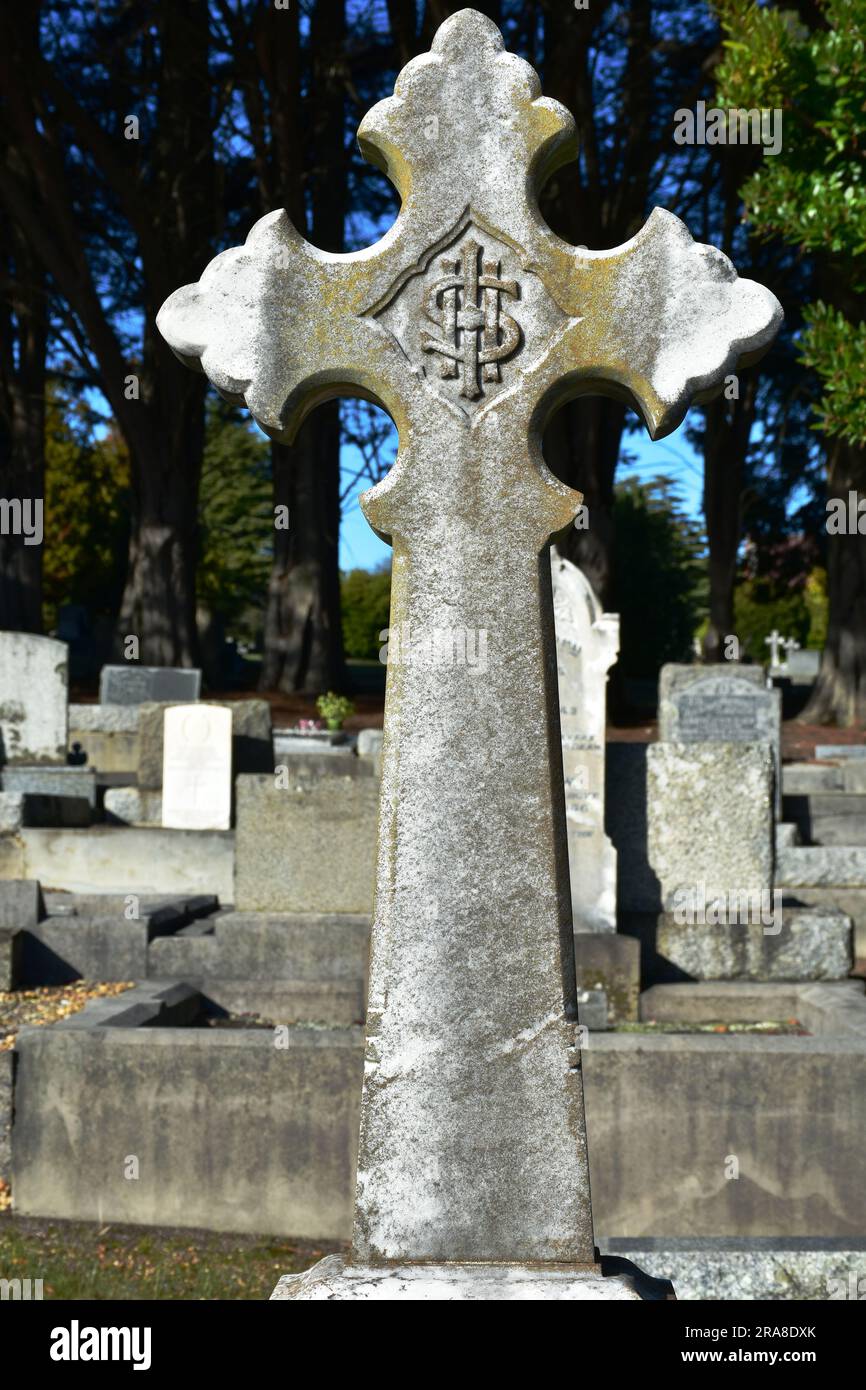 Gothic cross tombstone Stock Photo - Alamy
