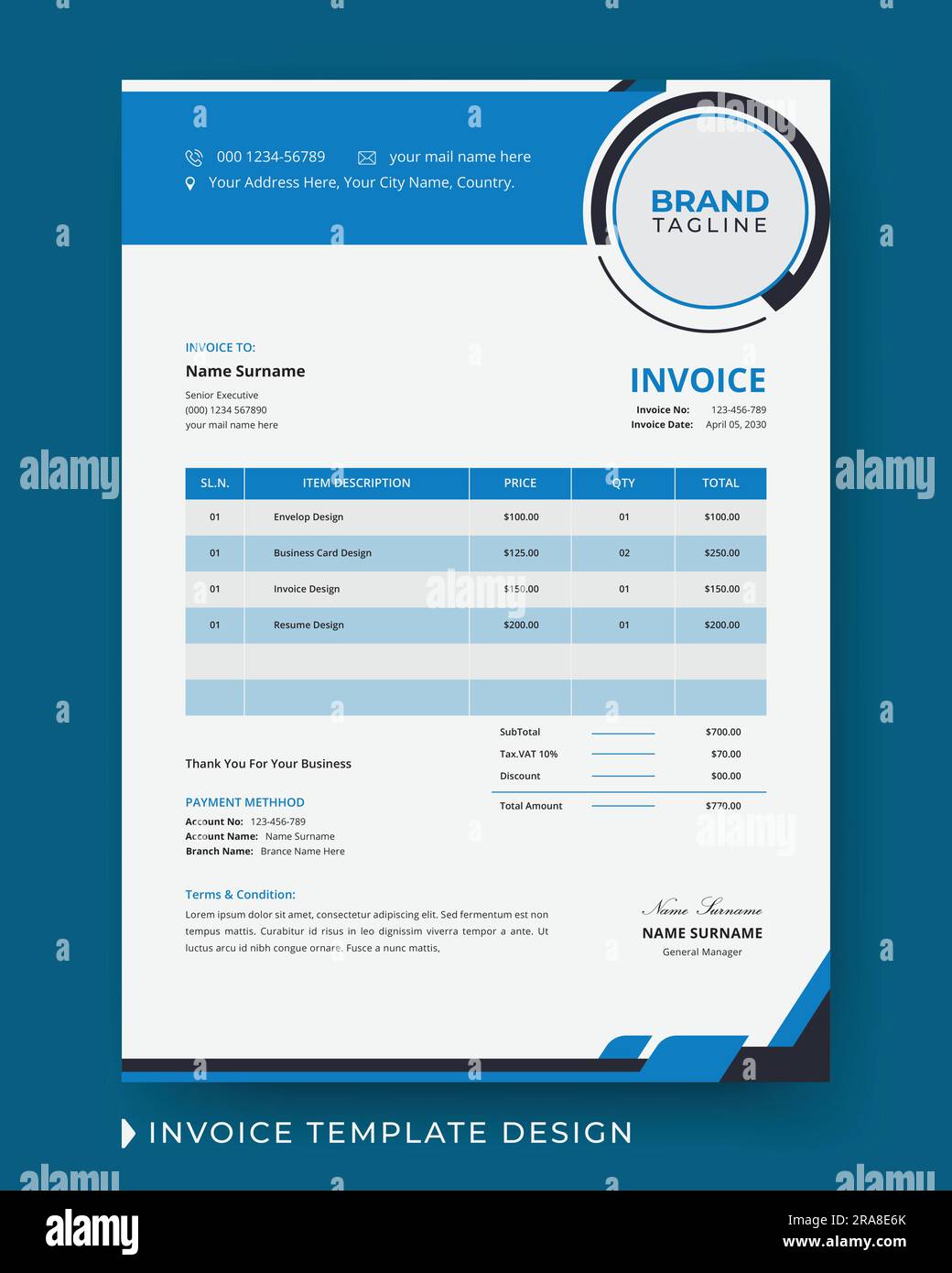 Print ready invoice Stock Vector Images - Alamy