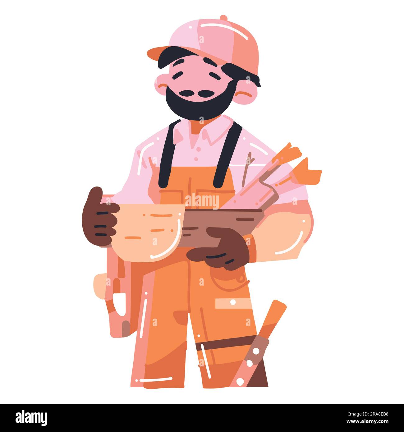 Hand Drawn carpenter character in flat style isolated on background ...