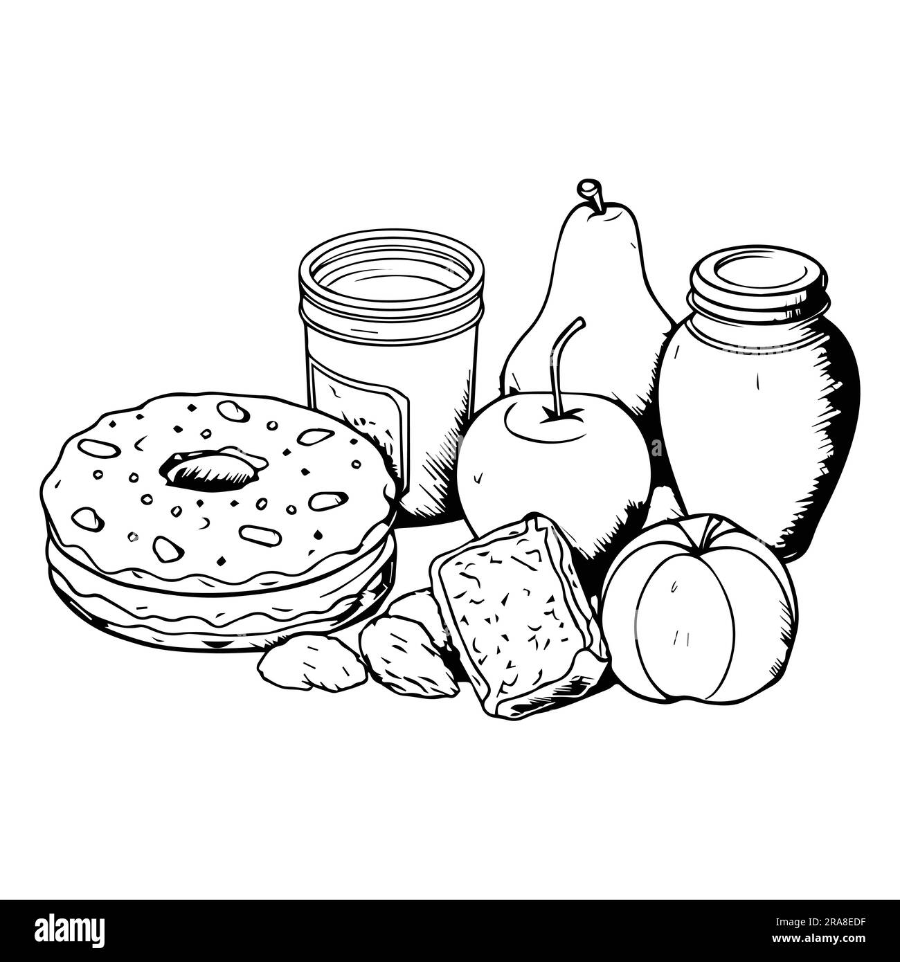 Hand Drawn fast food in doodle style isolated on background Stock ...