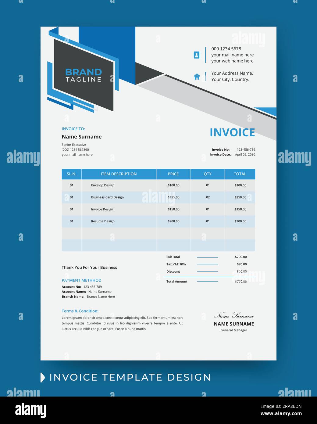 Creative and modern business invoice design with price receipt, payment ...