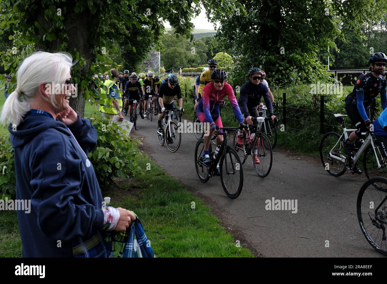 Melrose, UK. 02nd July, 2023. Doddies wife Kathy Weir, waves off the ...