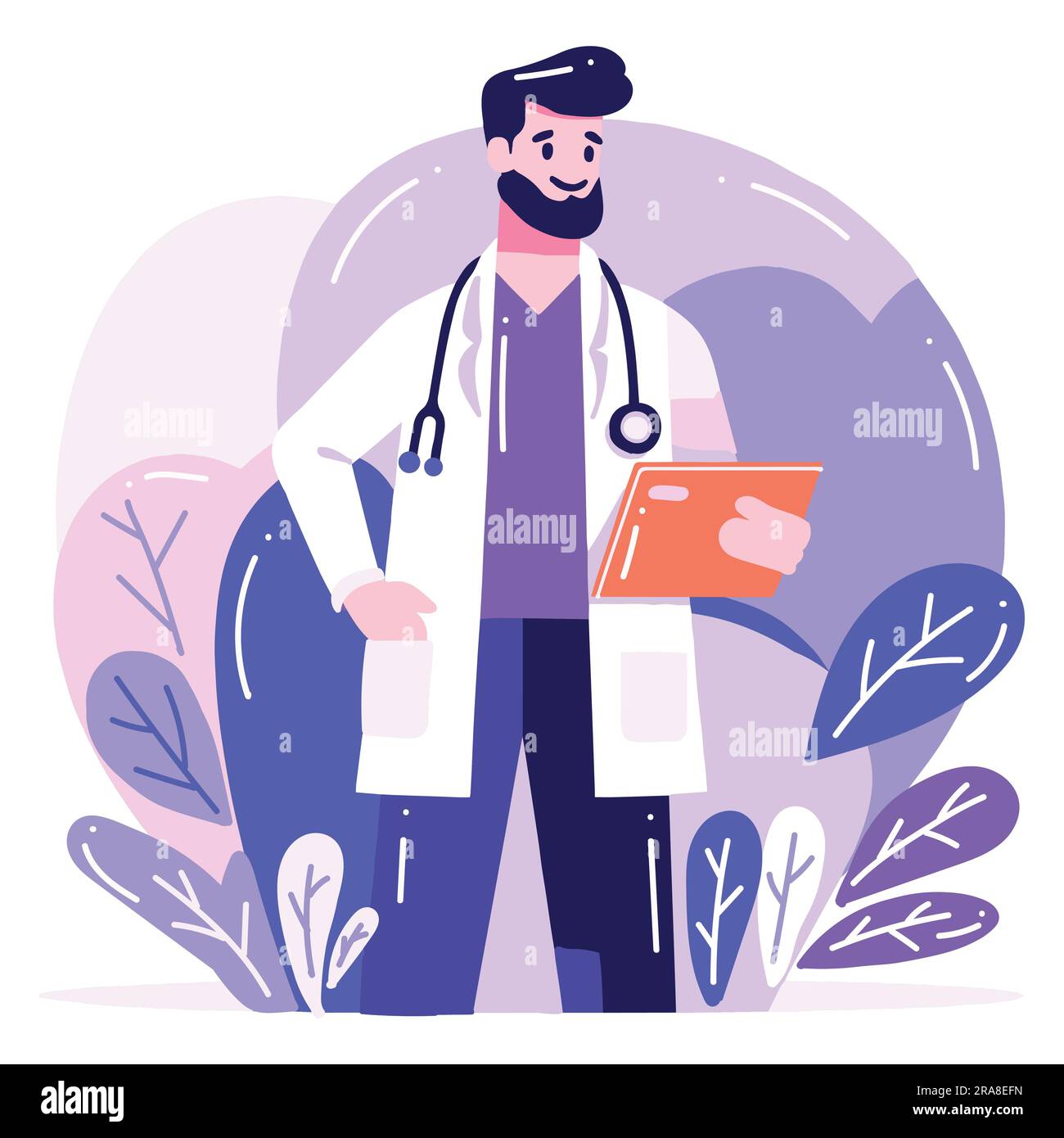 Hand Drawn doctor character in flat style isolated on background Stock ...