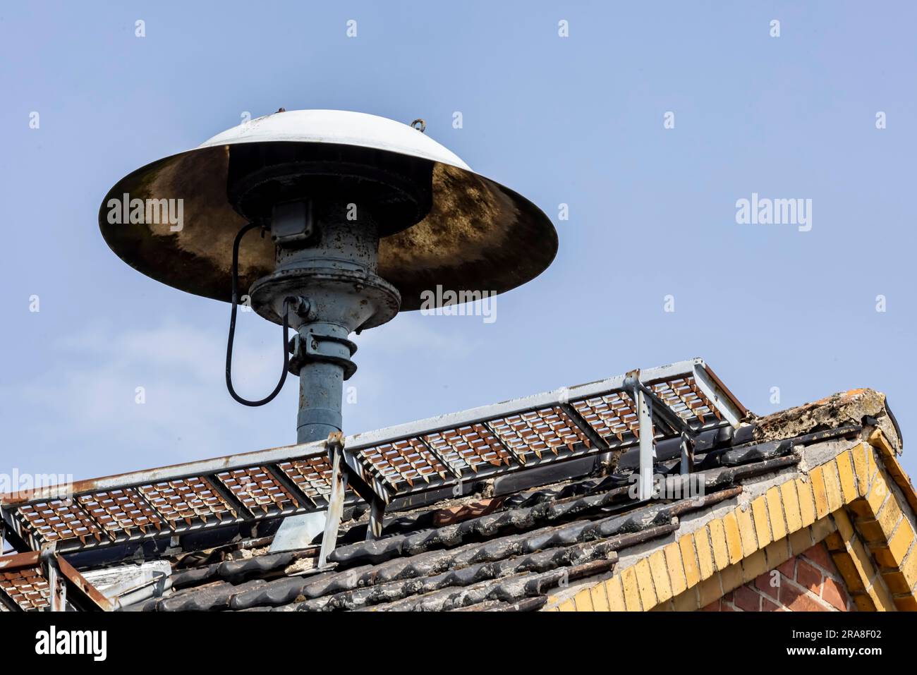 Siren on a roof, warning siren for an alarm, Herzberg, Saxony, Germany ...