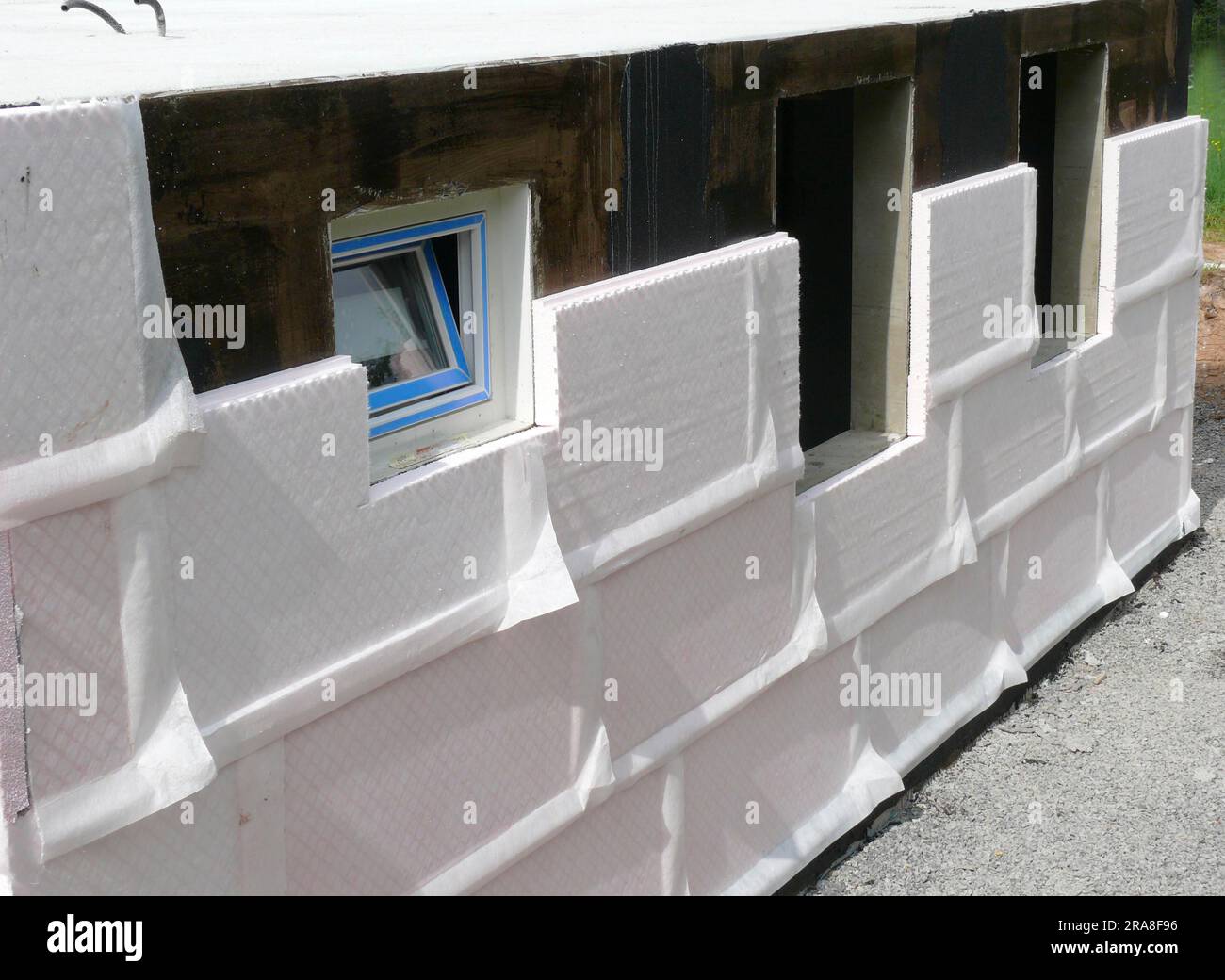 Insulation on outer cellar wall with polystyrene Stock Photo - Alamy