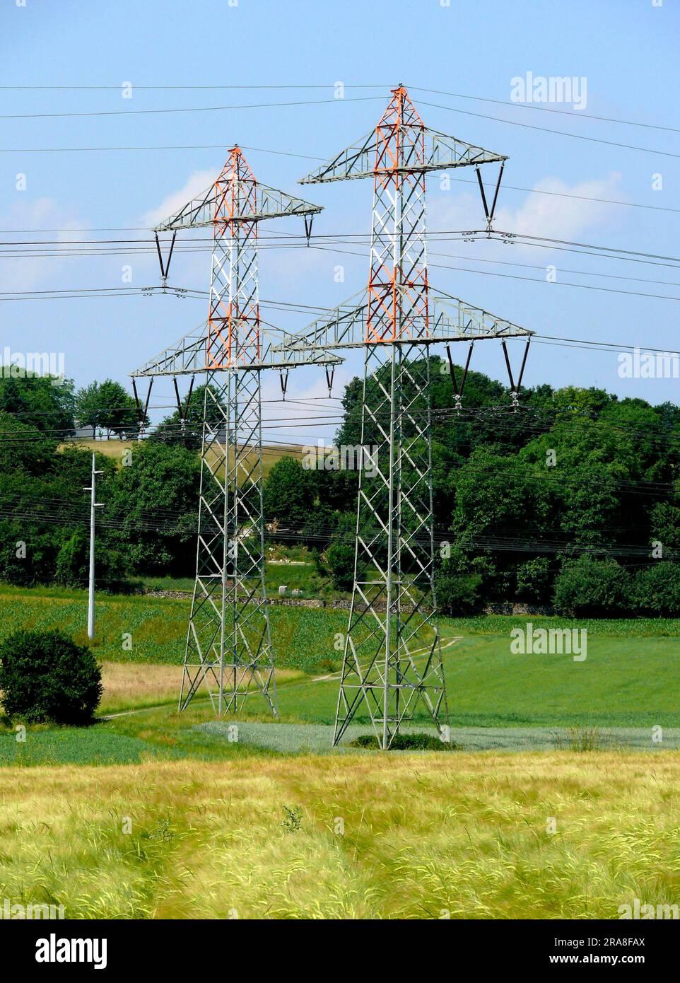Power pylons, power lines Stock Photo - Alamy