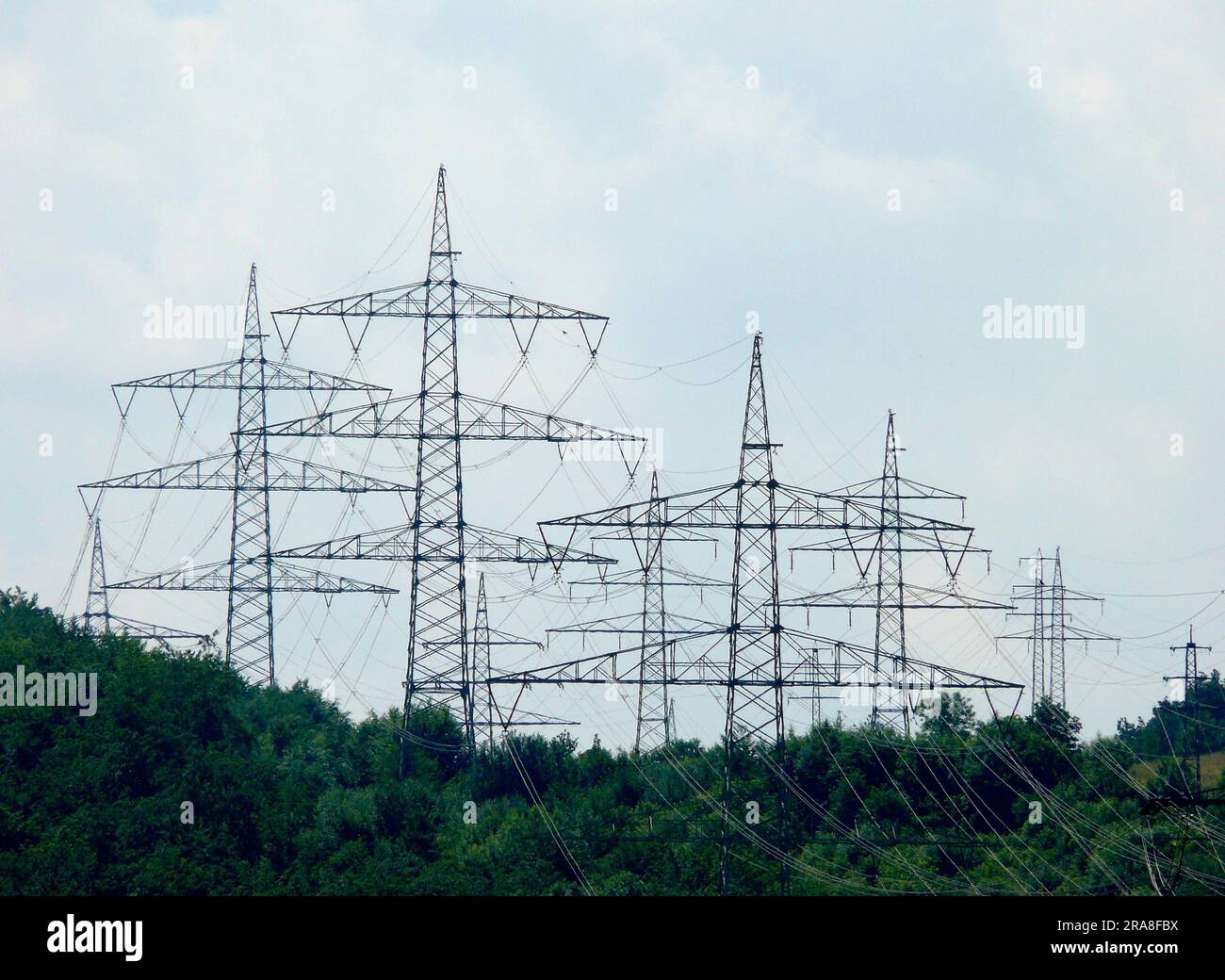 Power pylons, power lines Stock Photo - Alamy