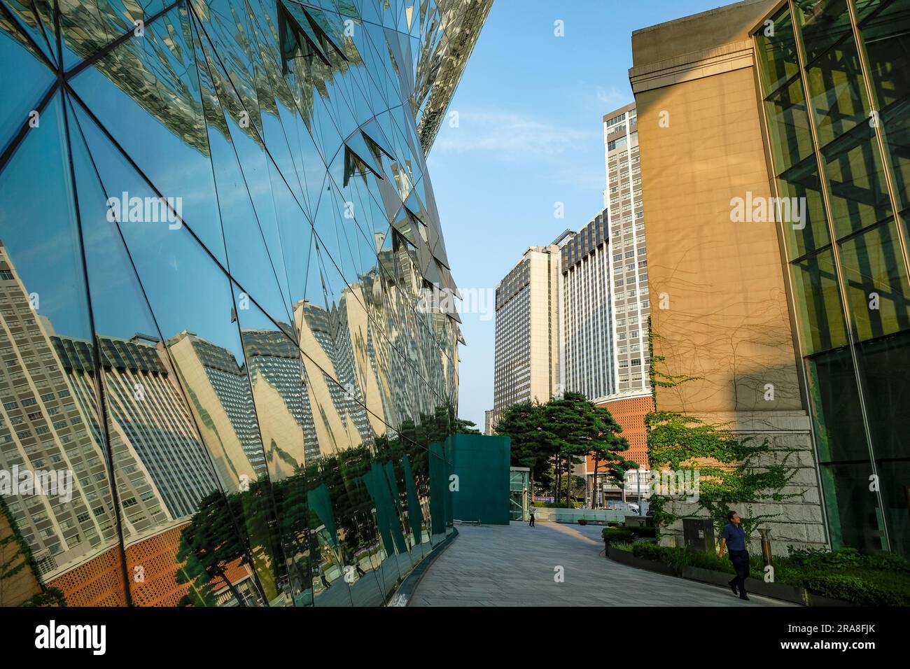 Seoul, South Korea - June 28, 2023: Detail of the futuristic glass wave ...
