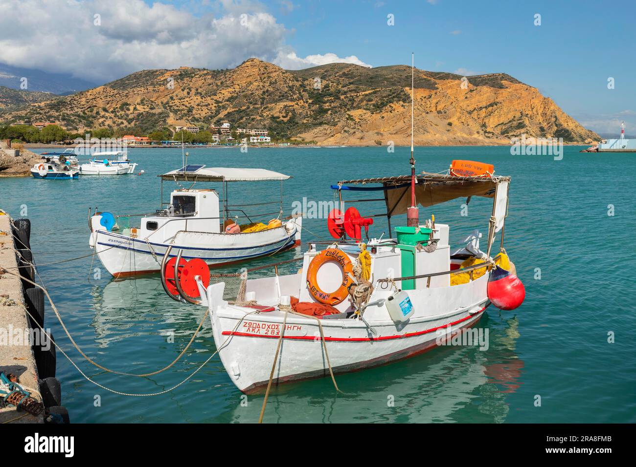 Fishing boats in the harbour of Agia Galini, Crete, Greece, Agia Galini ...